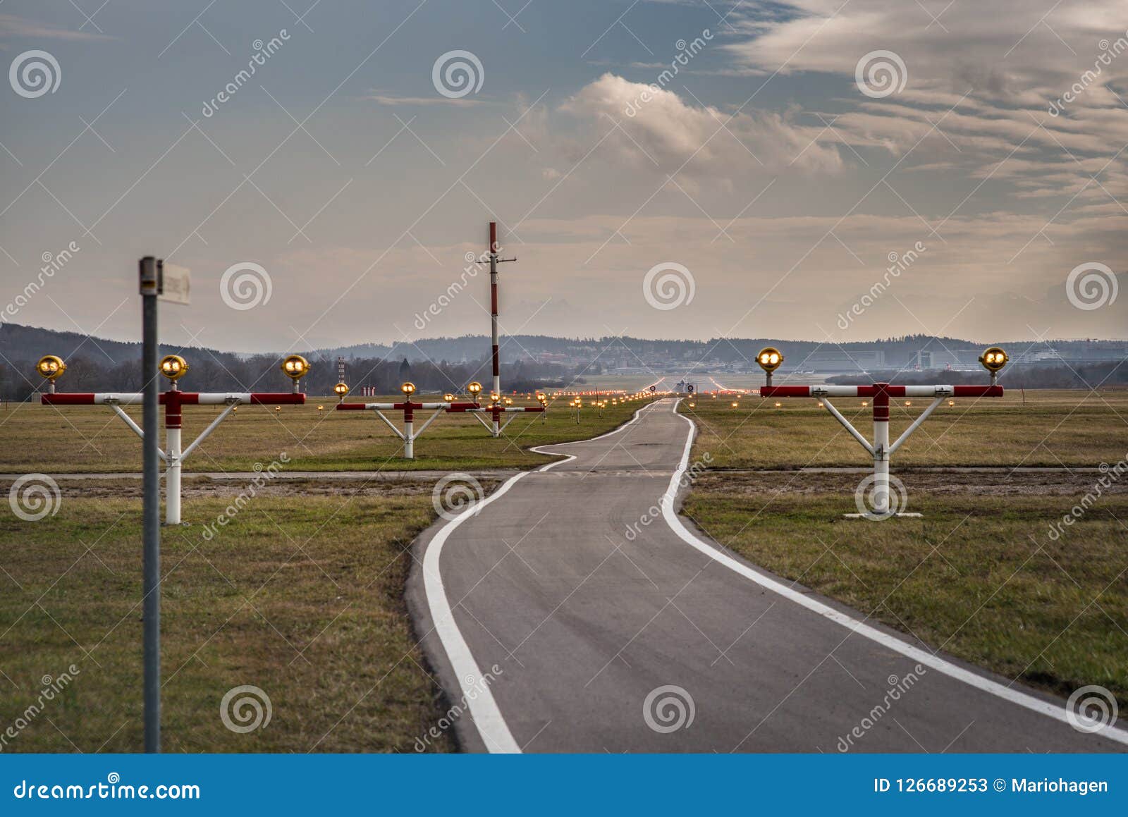 Approach Light System at the Airport Stock Image - Image of countryside ...
