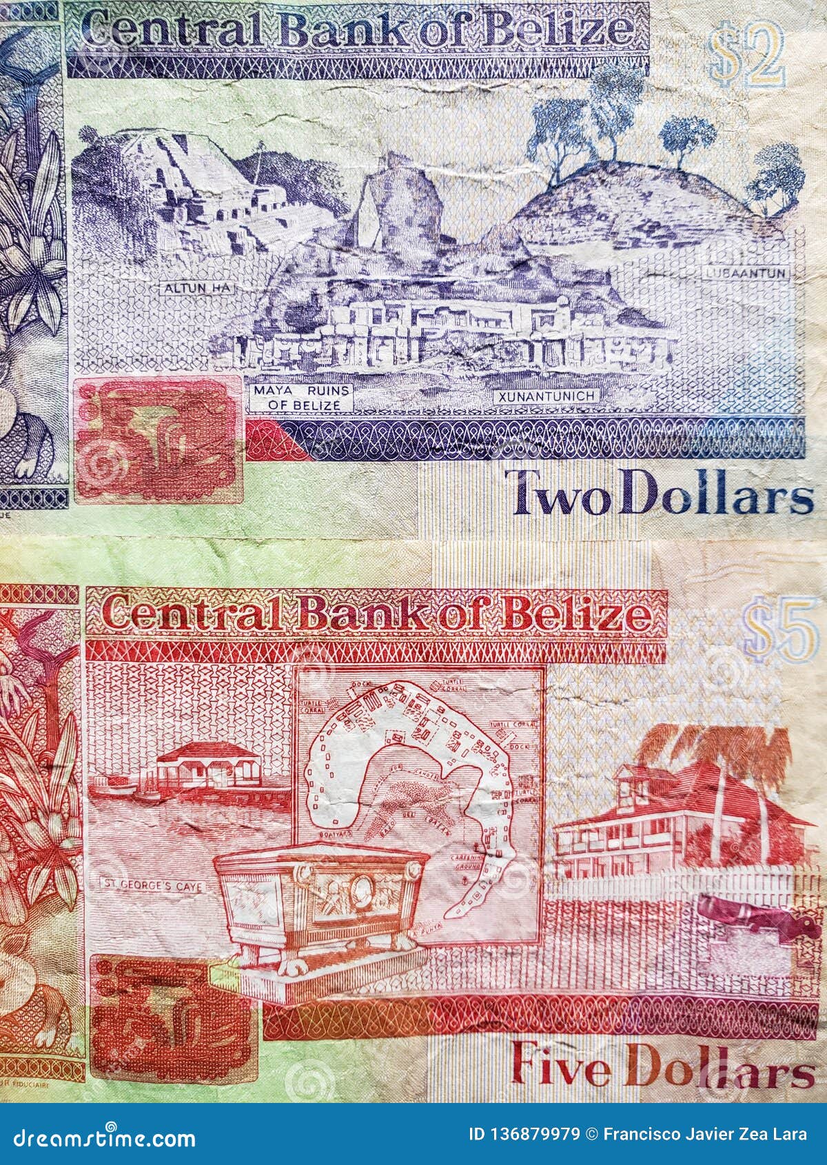 Approach To Belizean Banknotes of Different Denominations, Background ...