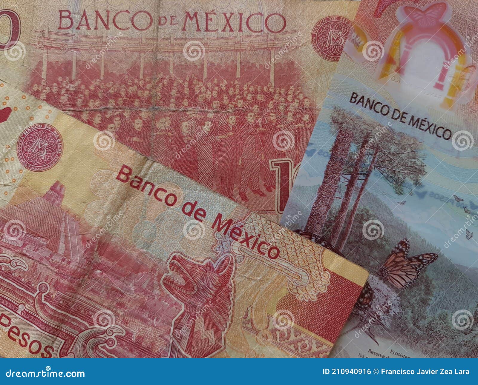 Approach To Mexican Banknotes of 100 Pesos, Background and Texture ...