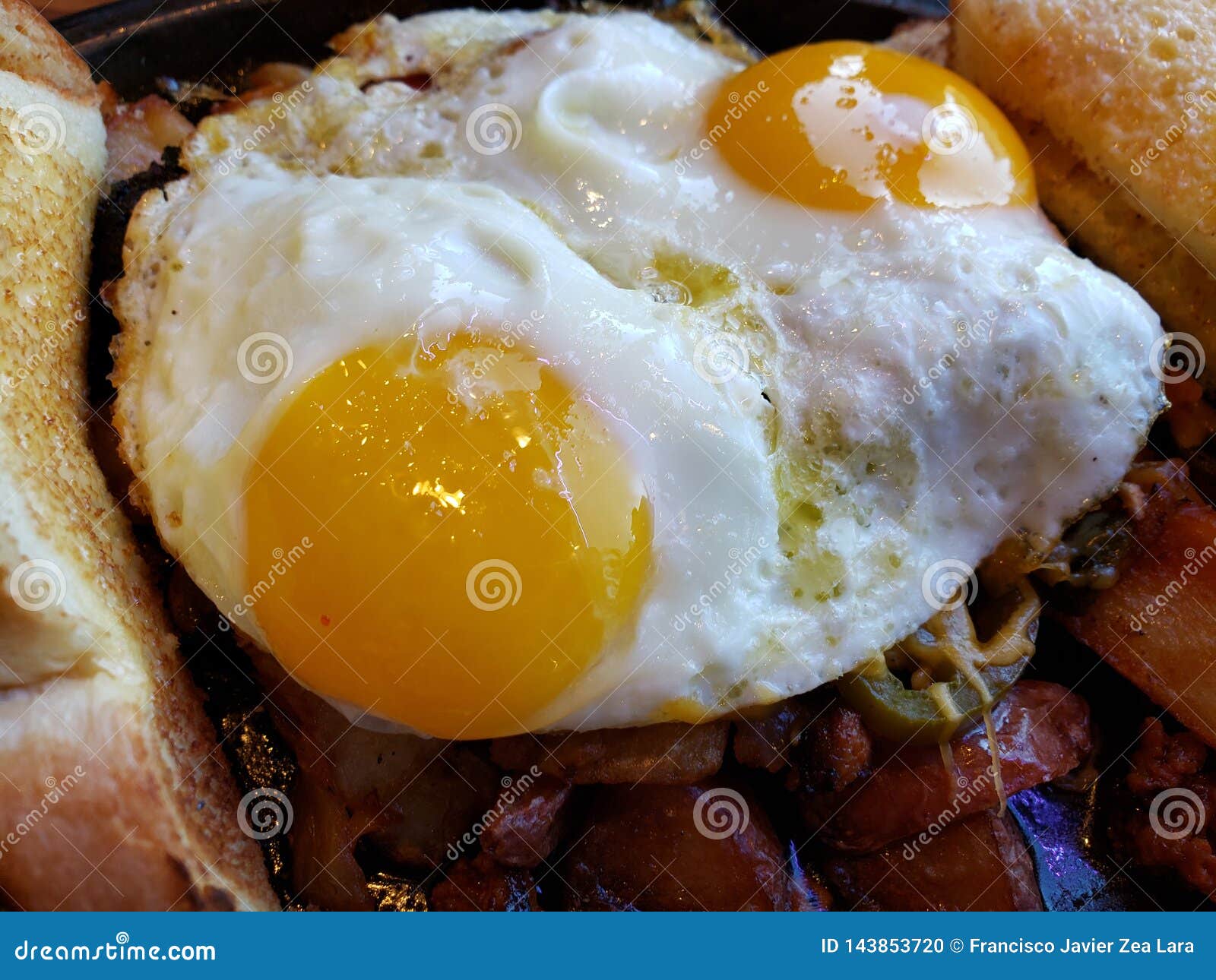 Approach To A Plate With Fried Eggs For Breakfast, Background And ...