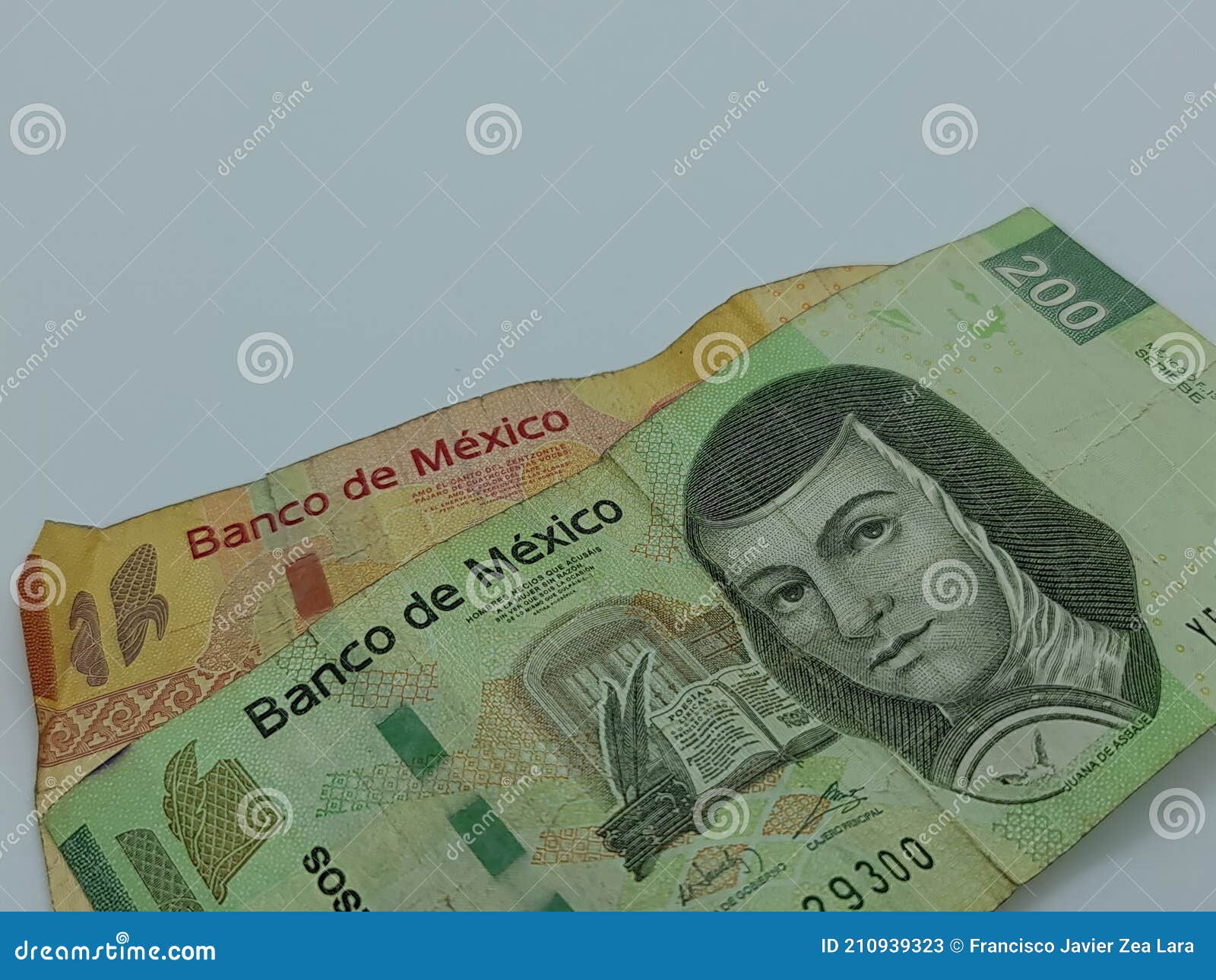 Approach To Stacked Mexican Banknotes on the White Background Stock ...