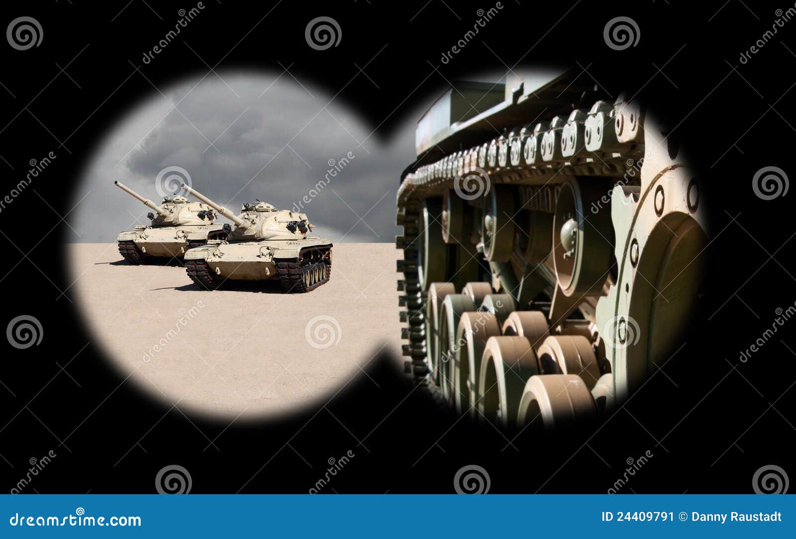 Approaching Army Tanks through Binoculars Stock Image - Image of ...