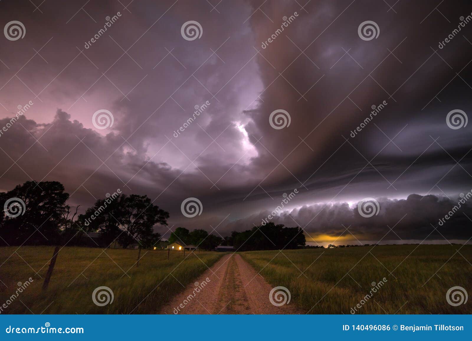 Approaching Storm Producing Lightning in Northeastern Nebraska Stock ...
