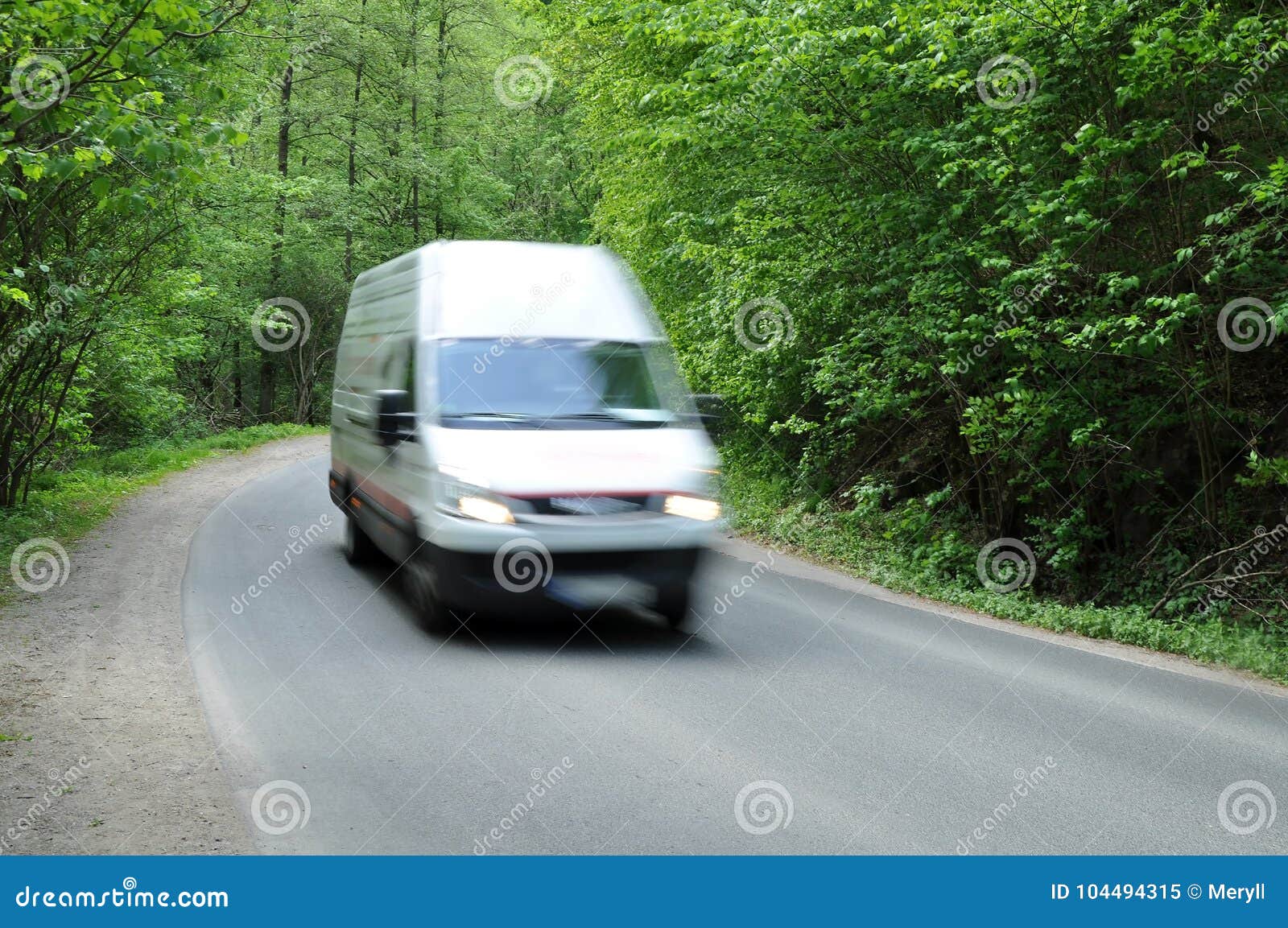 Approaching vehicle stock image. Image of green, forest - 104494315