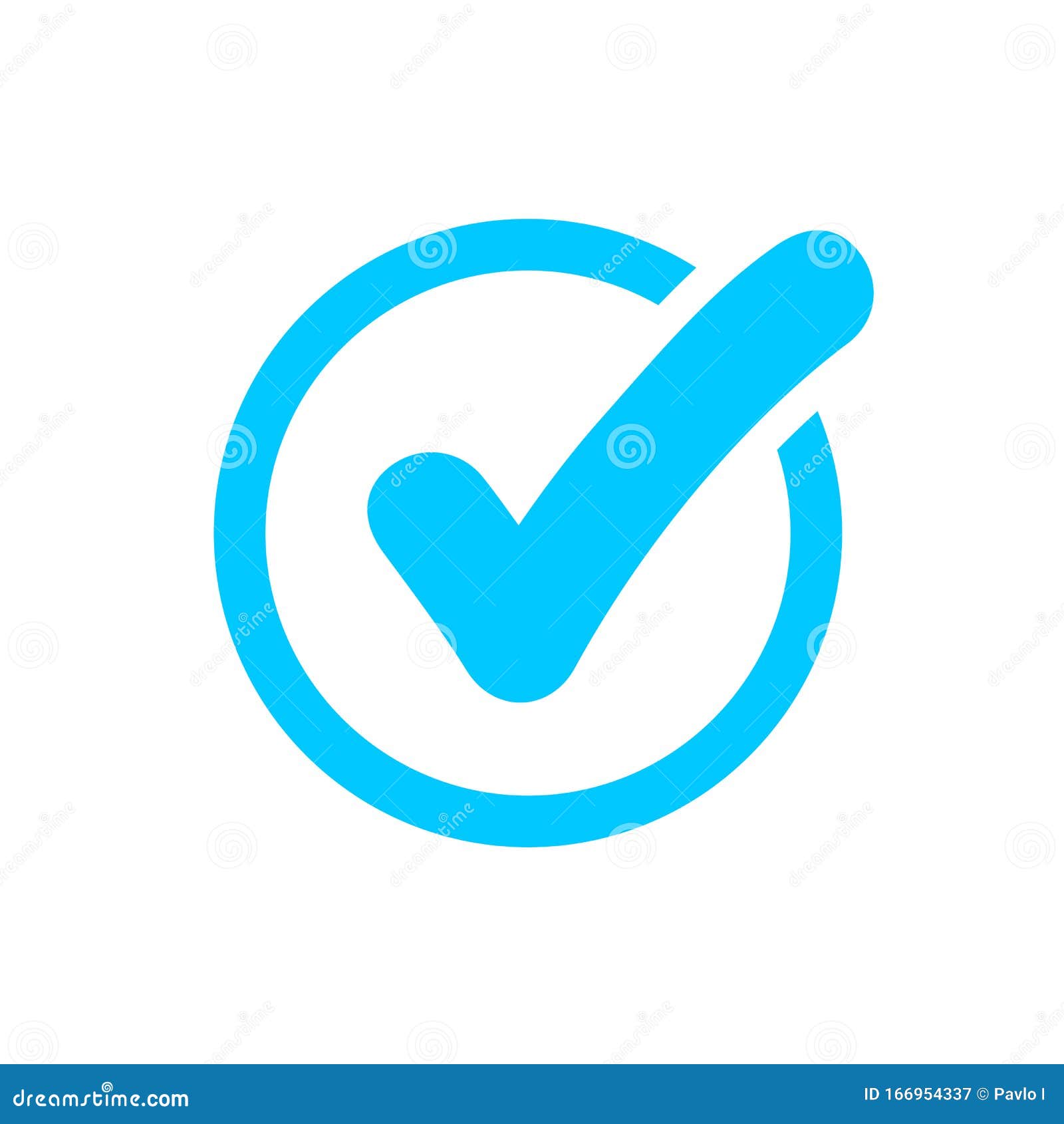 Blue Tick Icon Vector Symbol, Checkmark Isolated On White Background ...