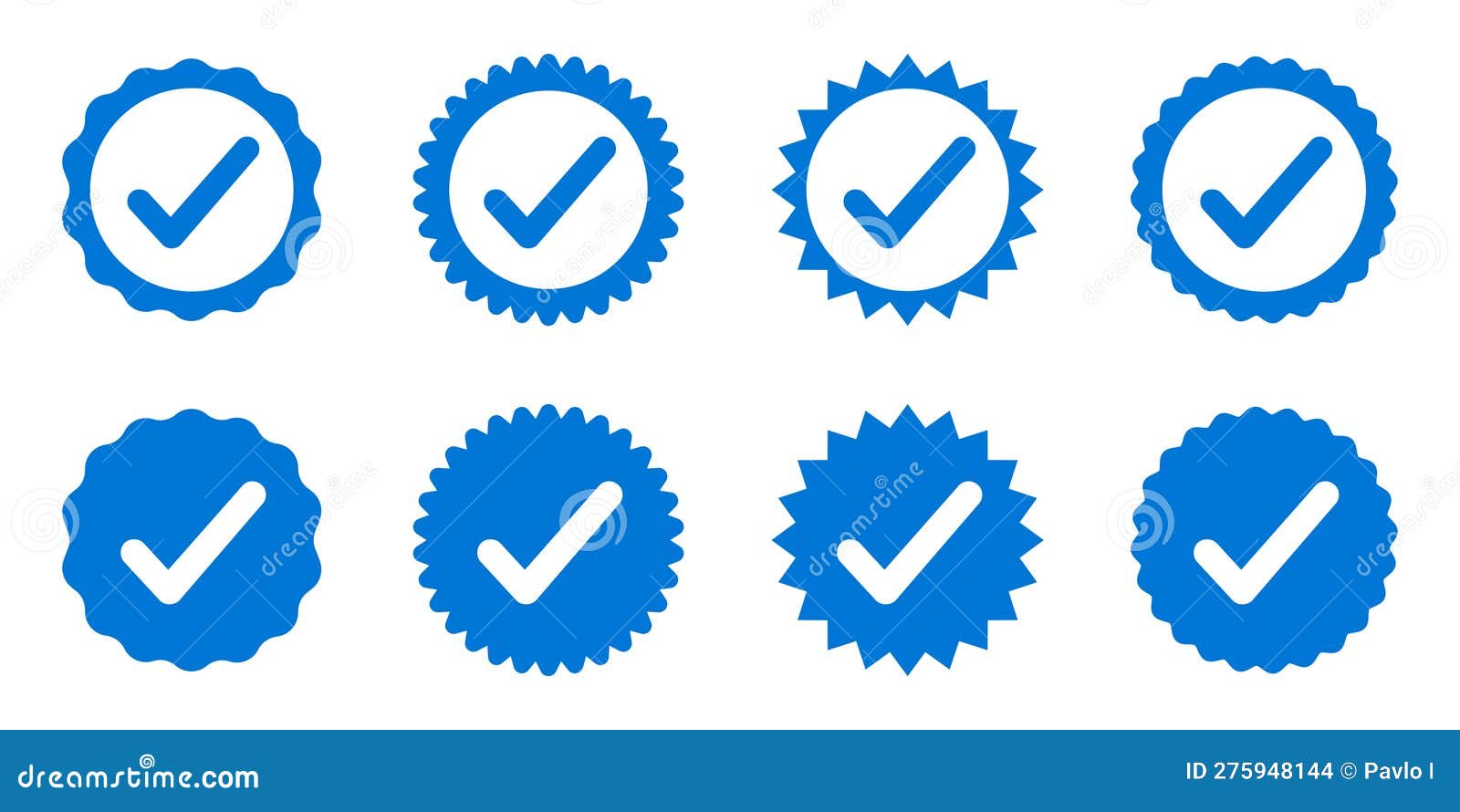 Approval Check Icon Isolated, Set Quality Sign, Blue Tick, Verification ...
