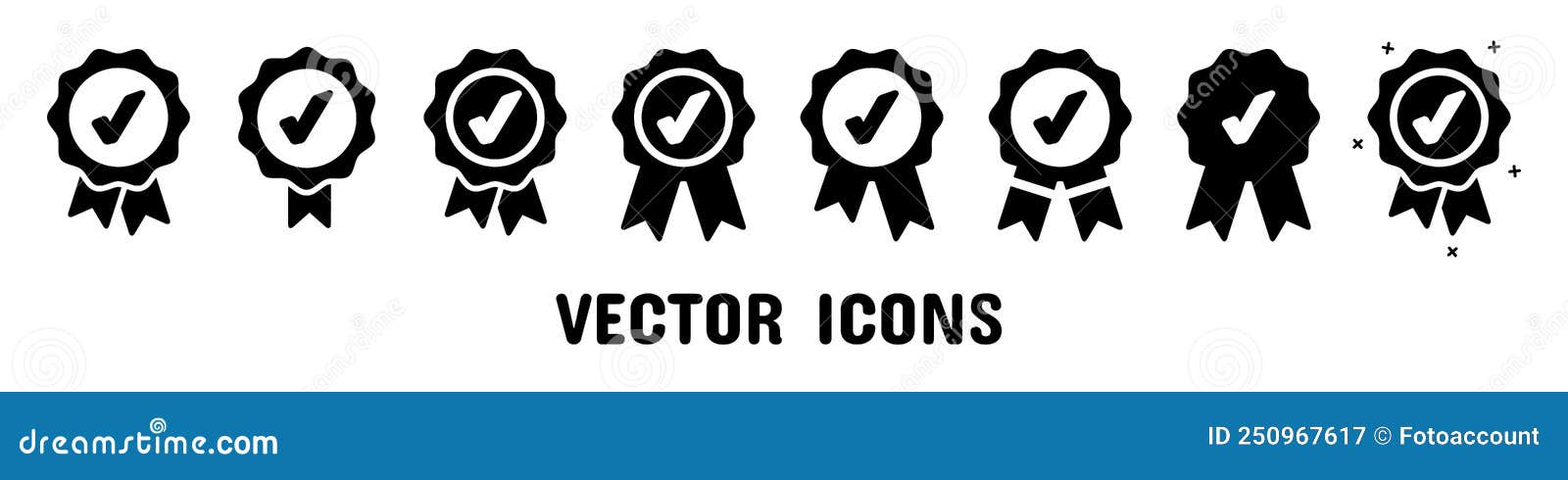 Approval Check Icon, Quality Sign, Certified Medal Symbol Set ...