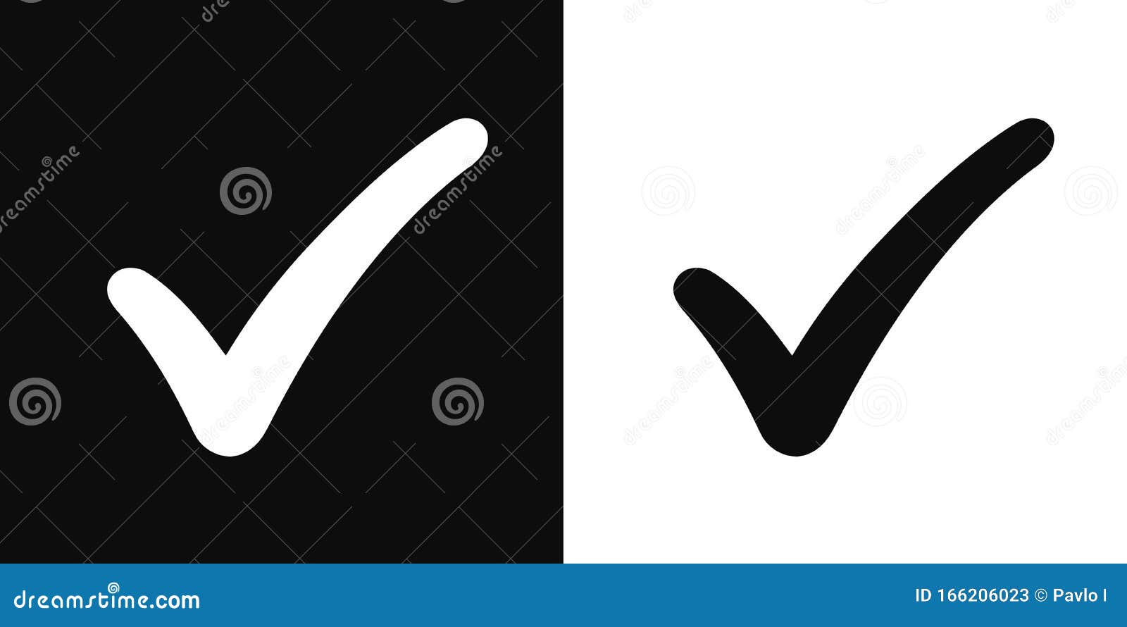Approval Check Mark Icon Isolated on Black and White Background ...