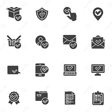 Approval and Confirmation Vector Icons Set Stock Vector - Illustration ...