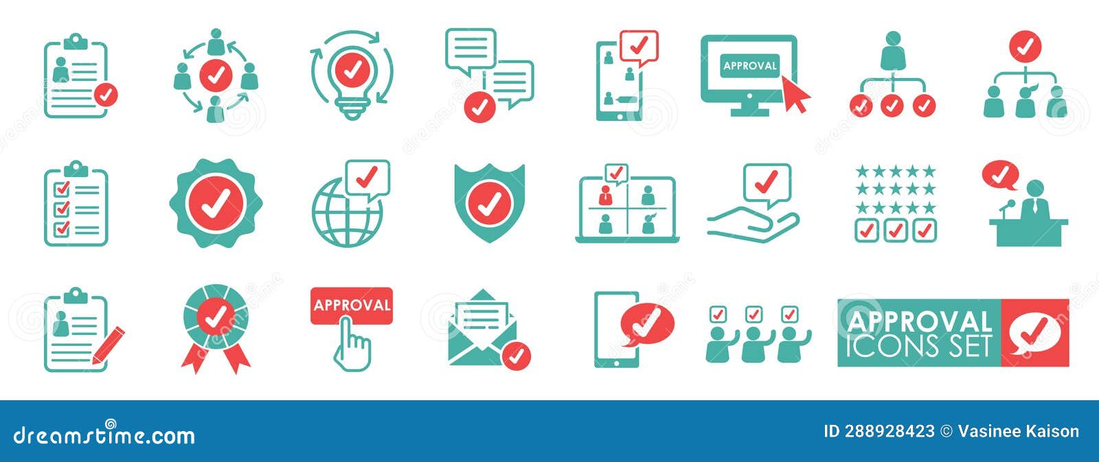 Approval Icon Set. Solid Icon Set. Vector Illustration Stock Vector ...