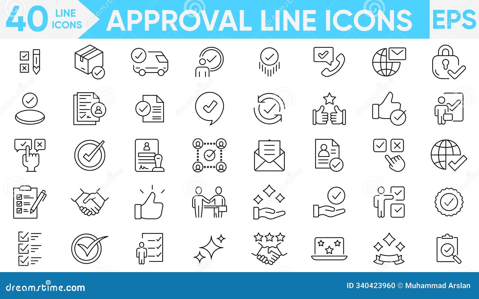 Approval Line Icon Concept. Approval Flat Vector Symbol, Sign, Outline ...