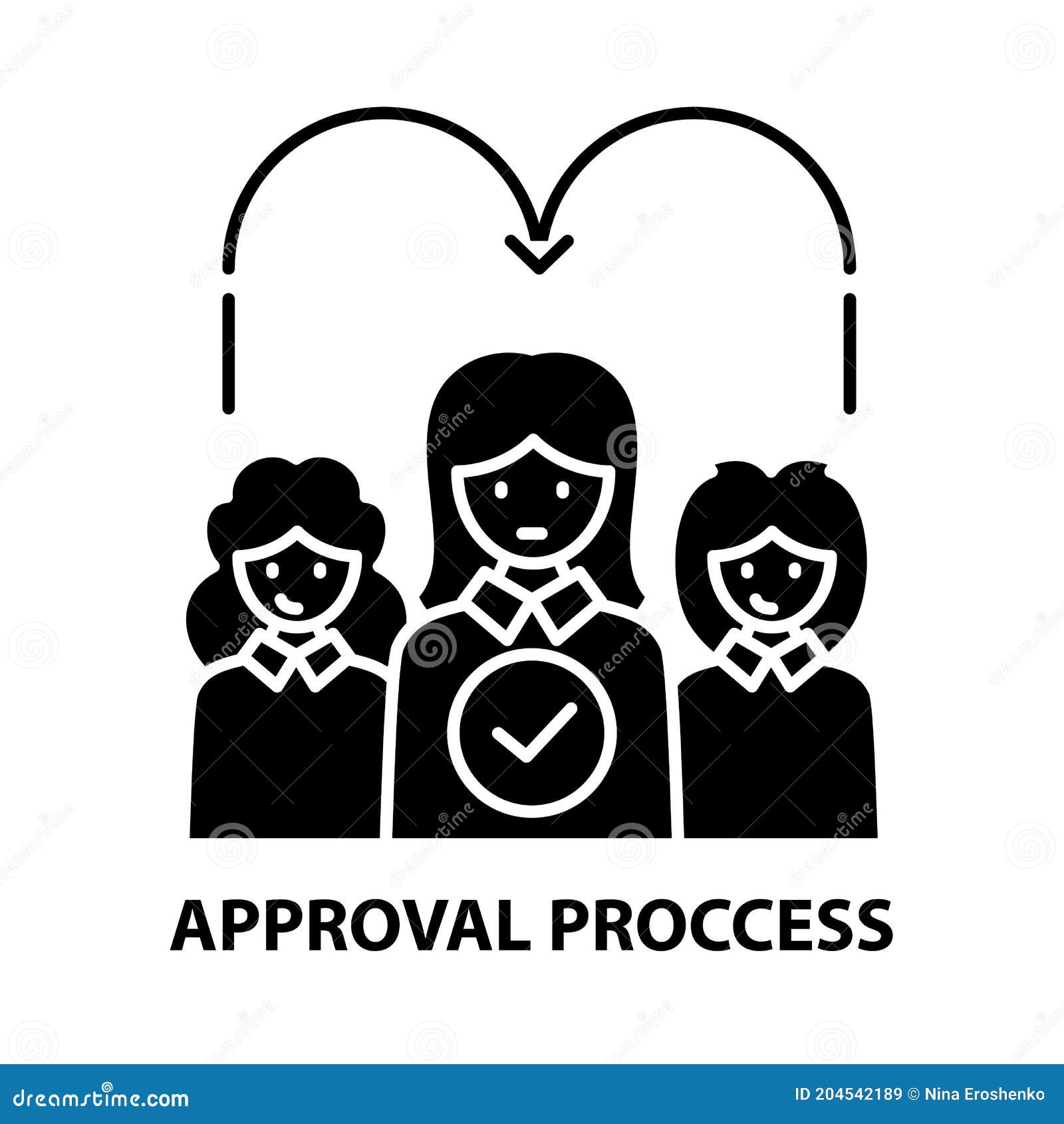Approval Proccess Icon, Black Vector Sign with Editable Strokes ...