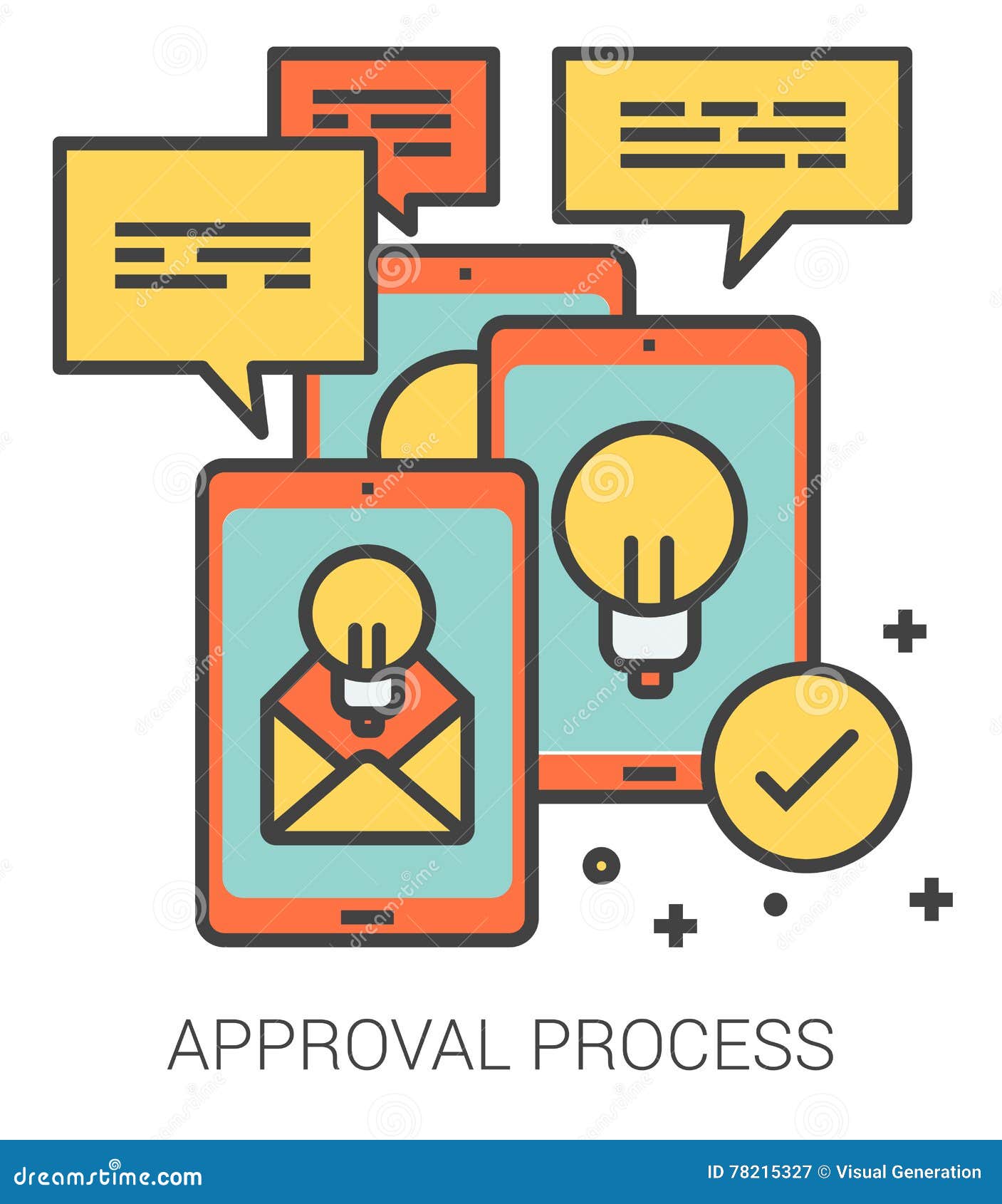 Approval Process Line Infographic. Cartoon Vector | CartoonDealer.com ...