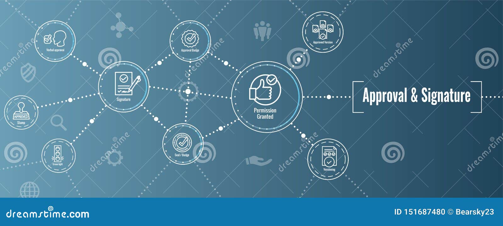 Approval and Signature Icon Set and Web Header Banner Stock Vector ...