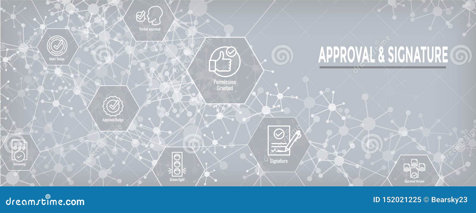 Approval and Signature Icon Set and Web Header Banner Stock Vector ...