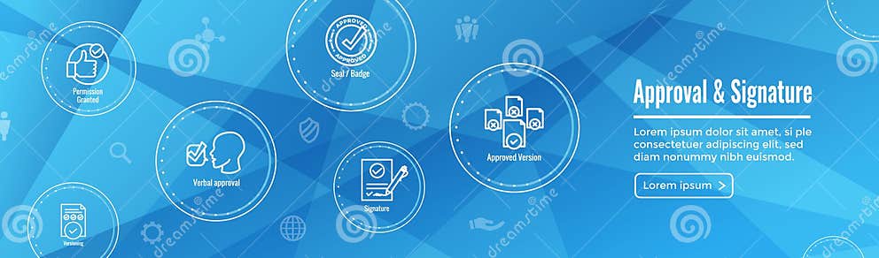 Approval and Signature Icon Set and Web Header Banner Stock Vector ...
