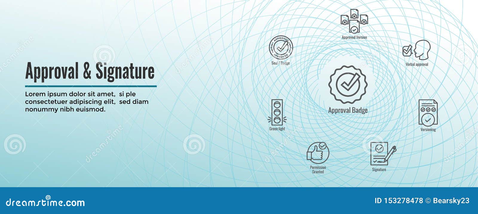 Approval and Signature Icon Set and Web Header Banner Stock Vector ...