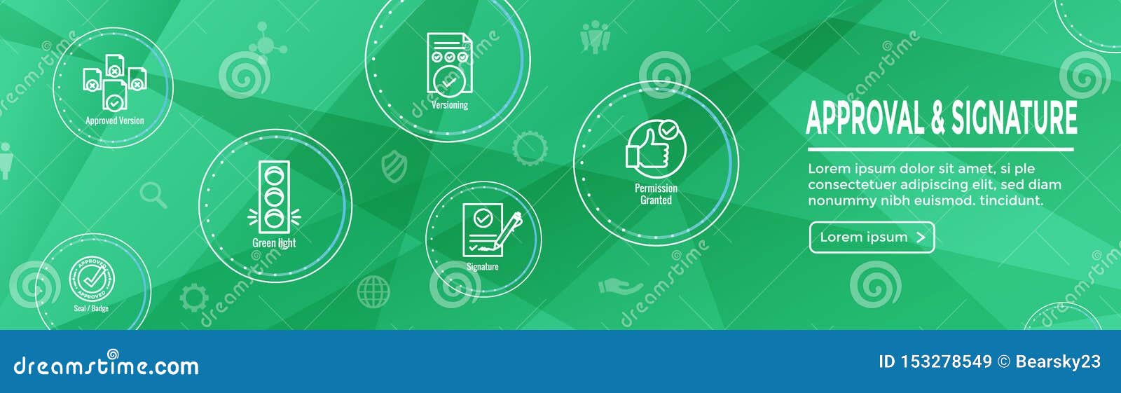Approval and Signature Icon Set and Web Header Banner Stock Vector ...