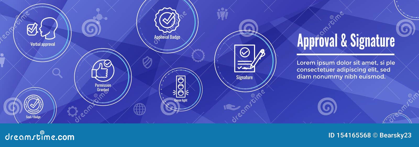 Approval and Signature Icon Set and Web Header Banner Stock Vector ...