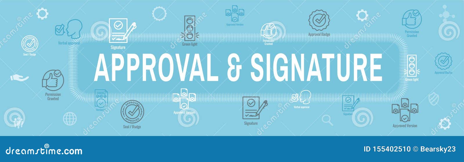 Approval and Signature Icon Set and Web Header Banner Stock Vector ...