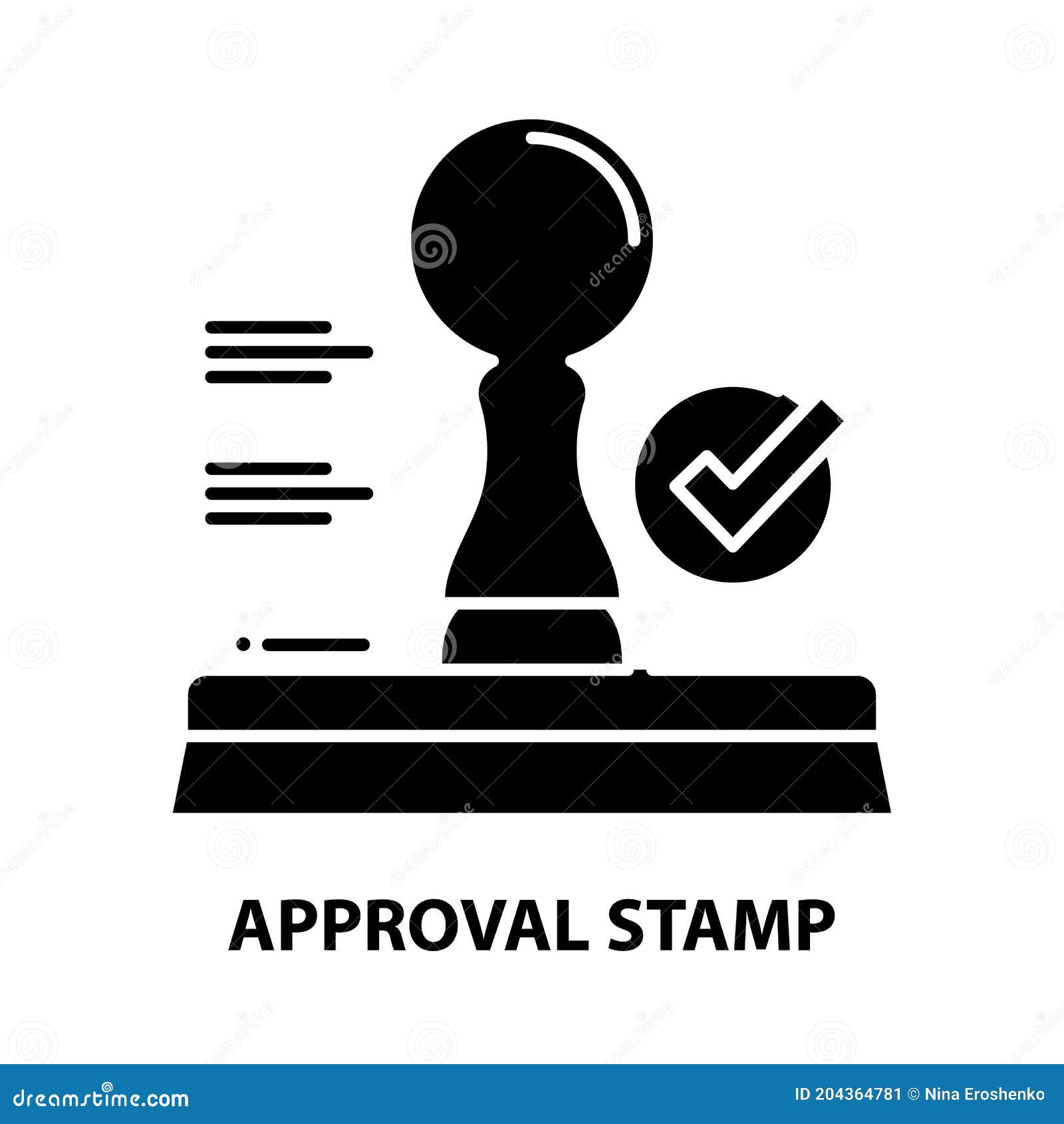 Approval Stamp Icon, Black Vector Sign with Editable Strokes, Concept ...