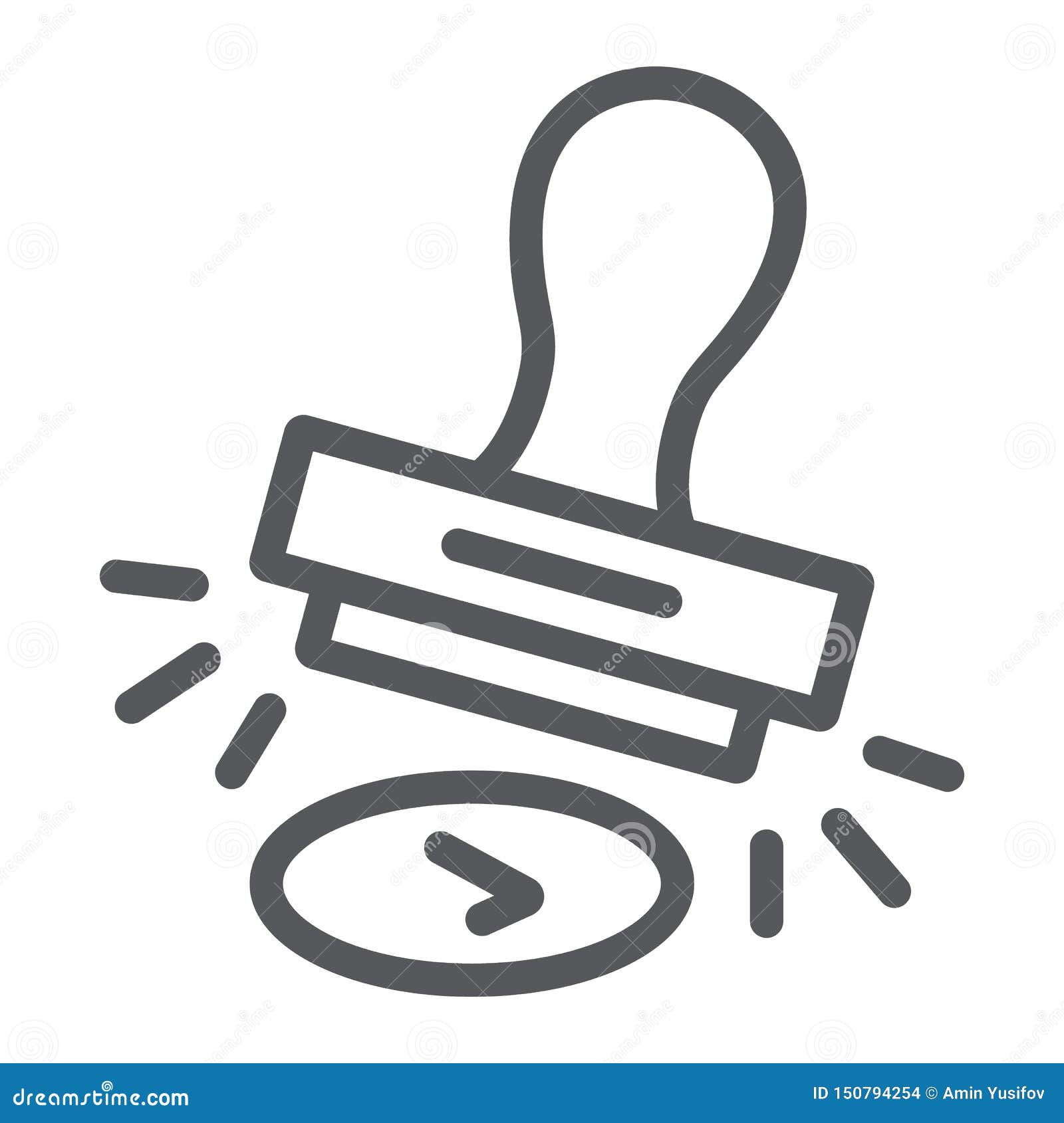 Approval Stamp Line Icon, Allow and Stamper, Rubber Stamp Sign, Vector ...