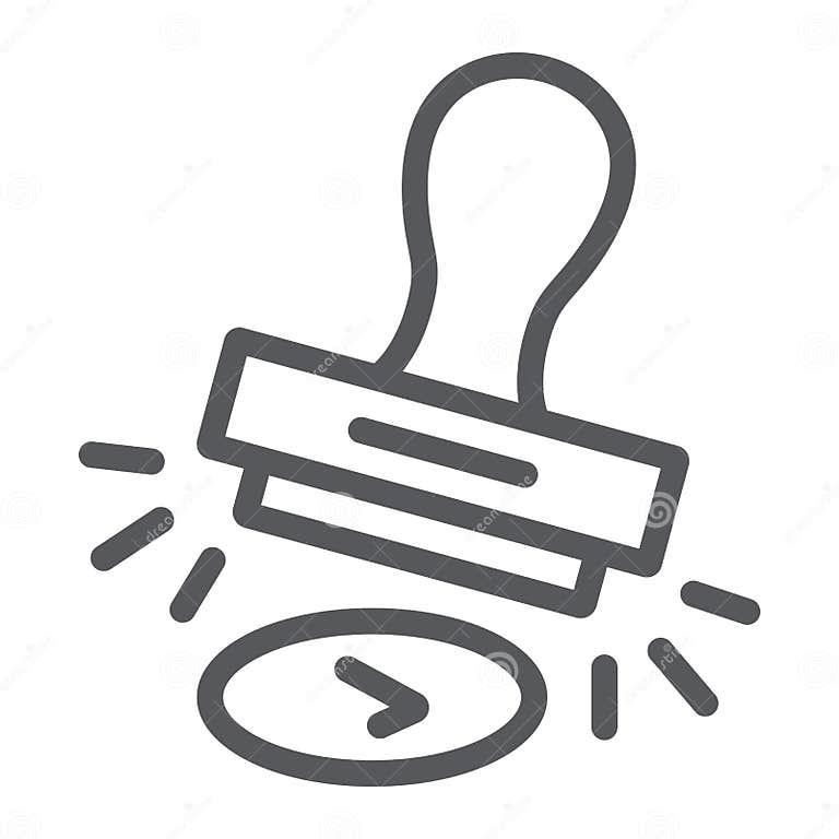 Approval Stamp Line Icon, Allow and Stamper, Rubber Stamp Sign, Vector ...