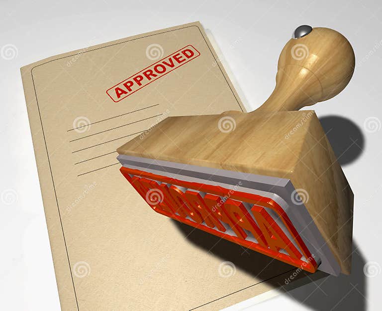 Approval wooden stamp stock illustration. Illustration of attestation ...