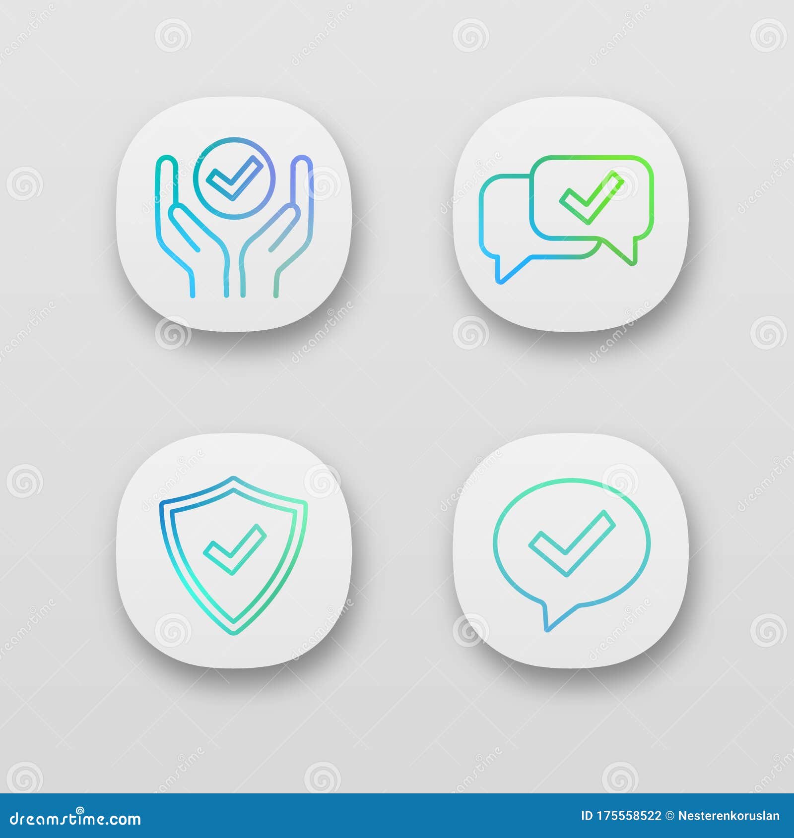 Approve app icons set stock vector. Illustration of dialog - 175558522