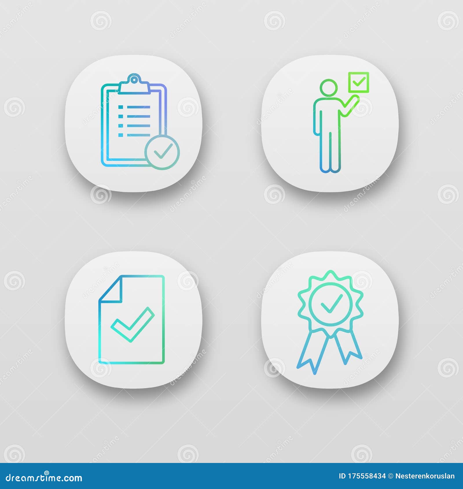 Approve app icons set stock vector. Illustration of list - 175558434
