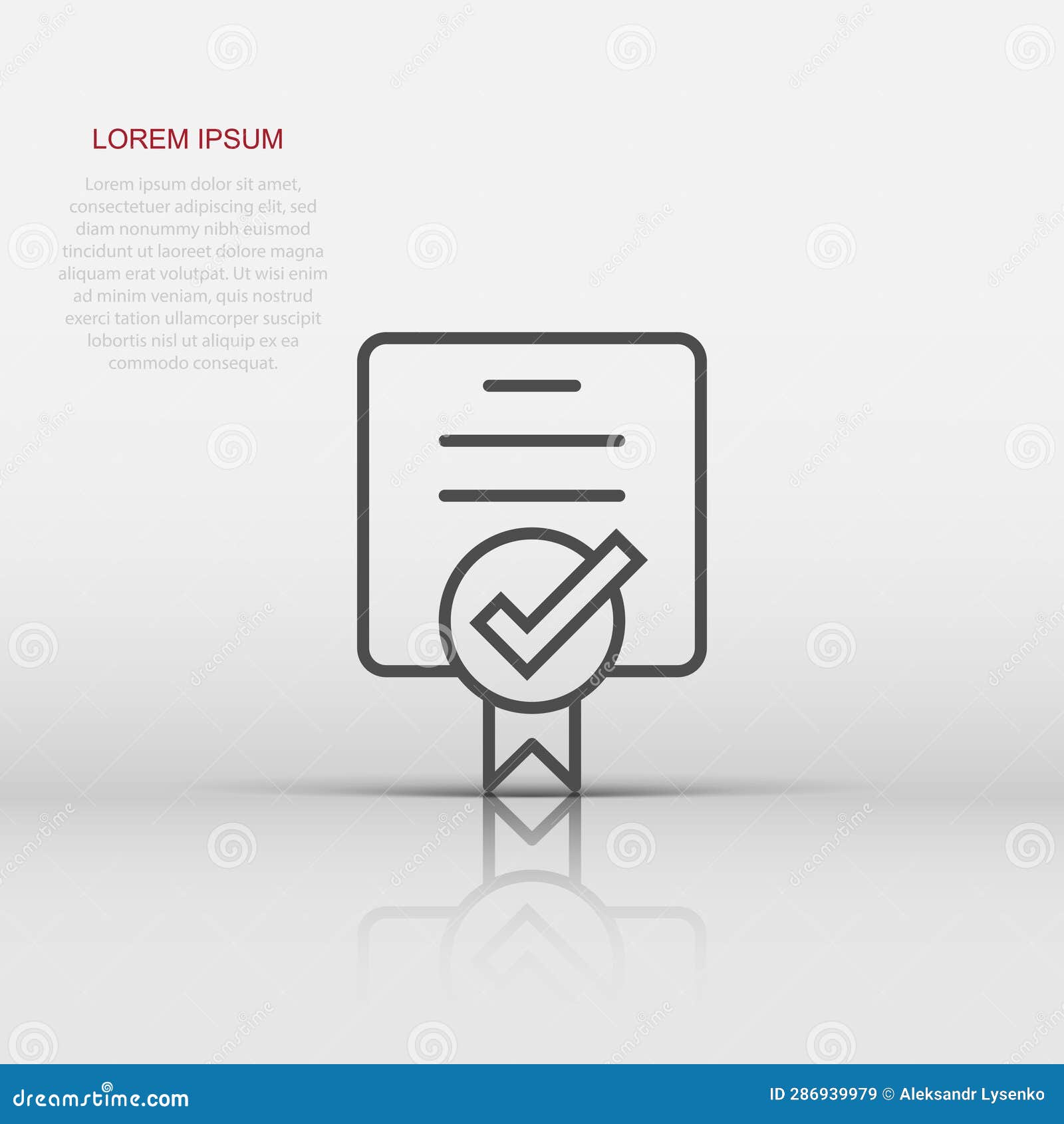 Approve Certificate Icon in Flat Style. Document Check Mark Vector ...