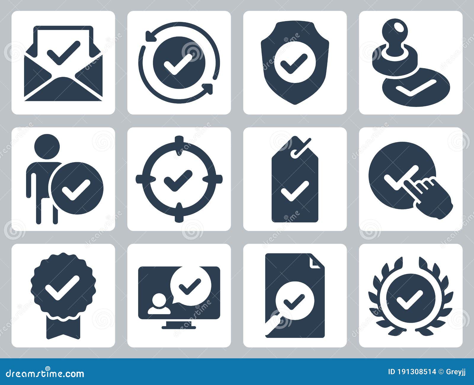 Approve, Check Mark and Confirm Icons Stock Vector - Illustration of ...