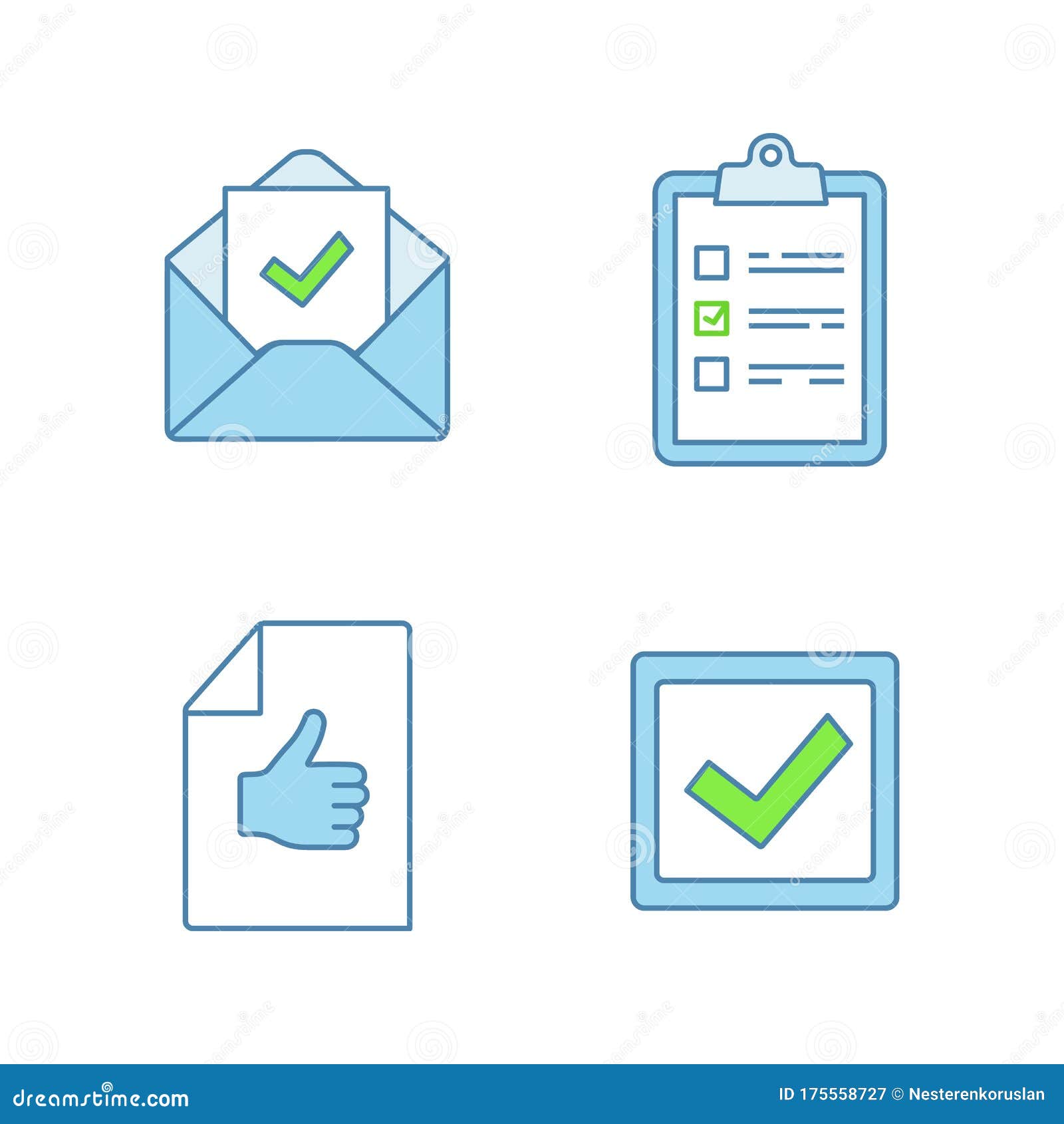 Approve color icons set stock vector. Illustration of elements - 175558727