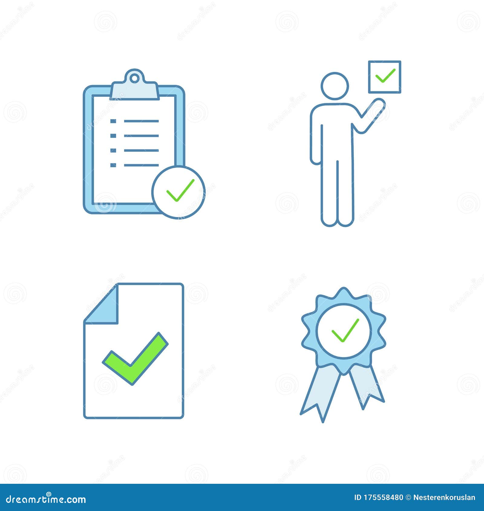 Approve color icons set stock vector. Illustration of isolated - 175558480