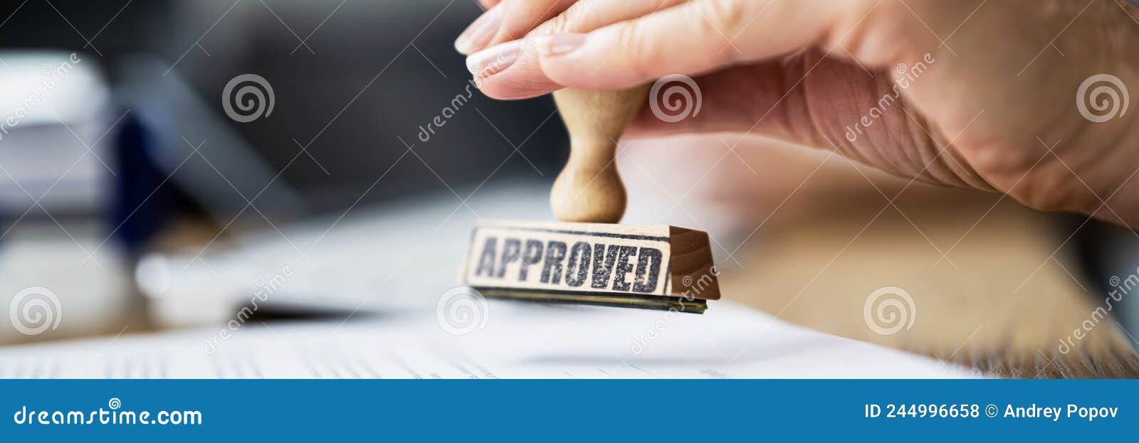 Approve Document and Work Permit Stamp Stock Photo - Image of ...