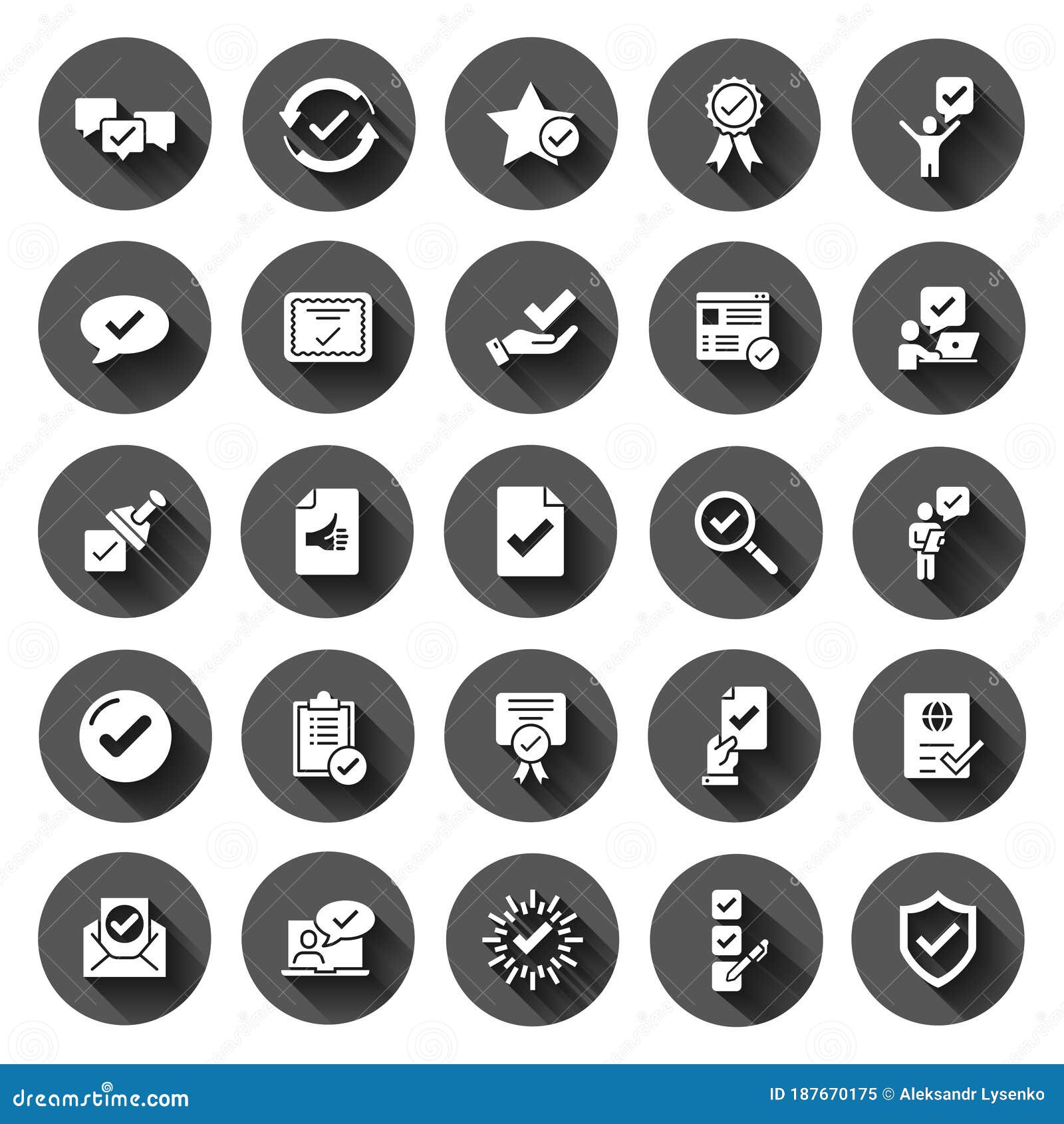 Approve Icon Set In Flat Style. Check Mark Vector Illustration On White ...