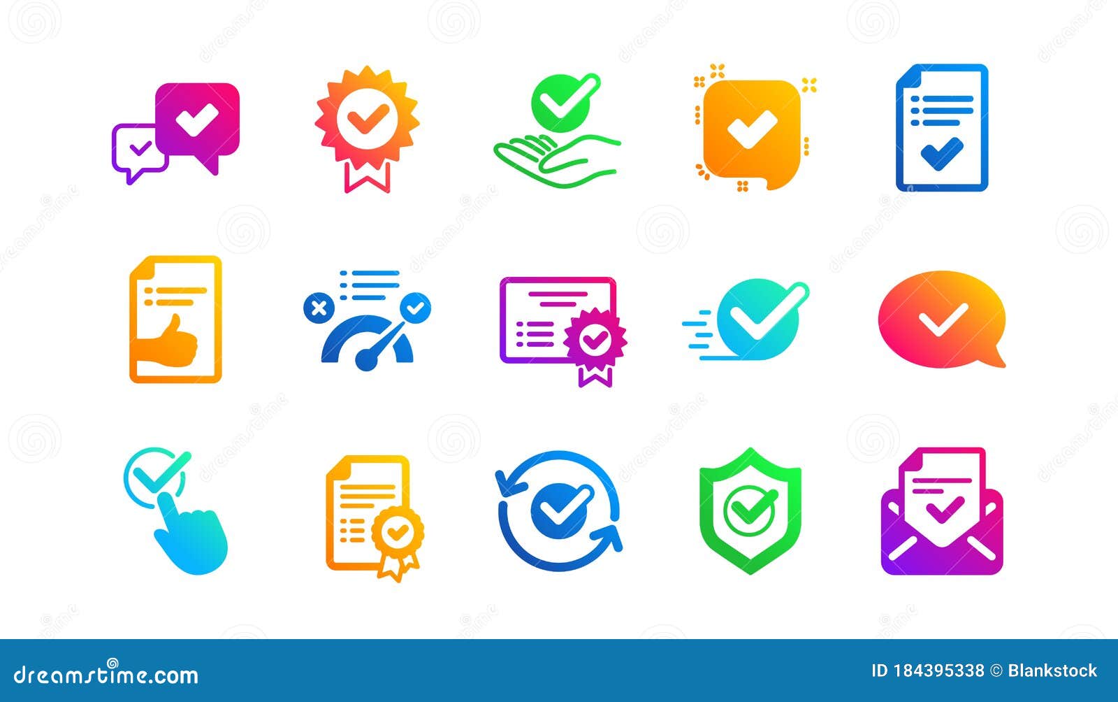 Approve Icons. Set Of Check List, Certificate And Award Medal. Vector ...
