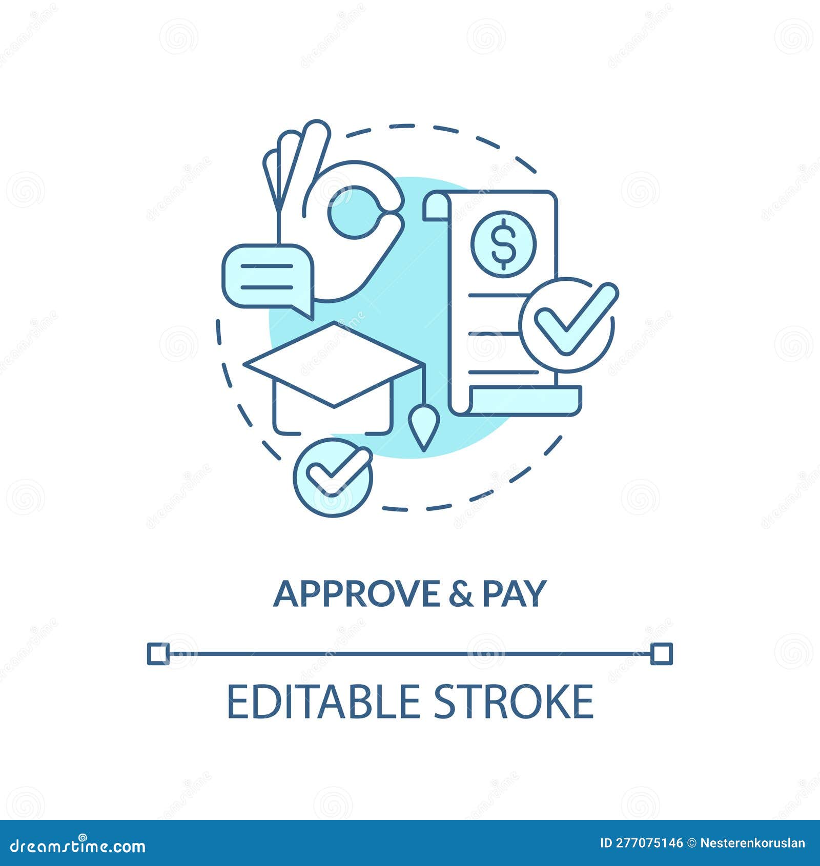 Approve and Pay Turquoise Concept Icon Stock Vector - Illustration of icon, college: 277075146