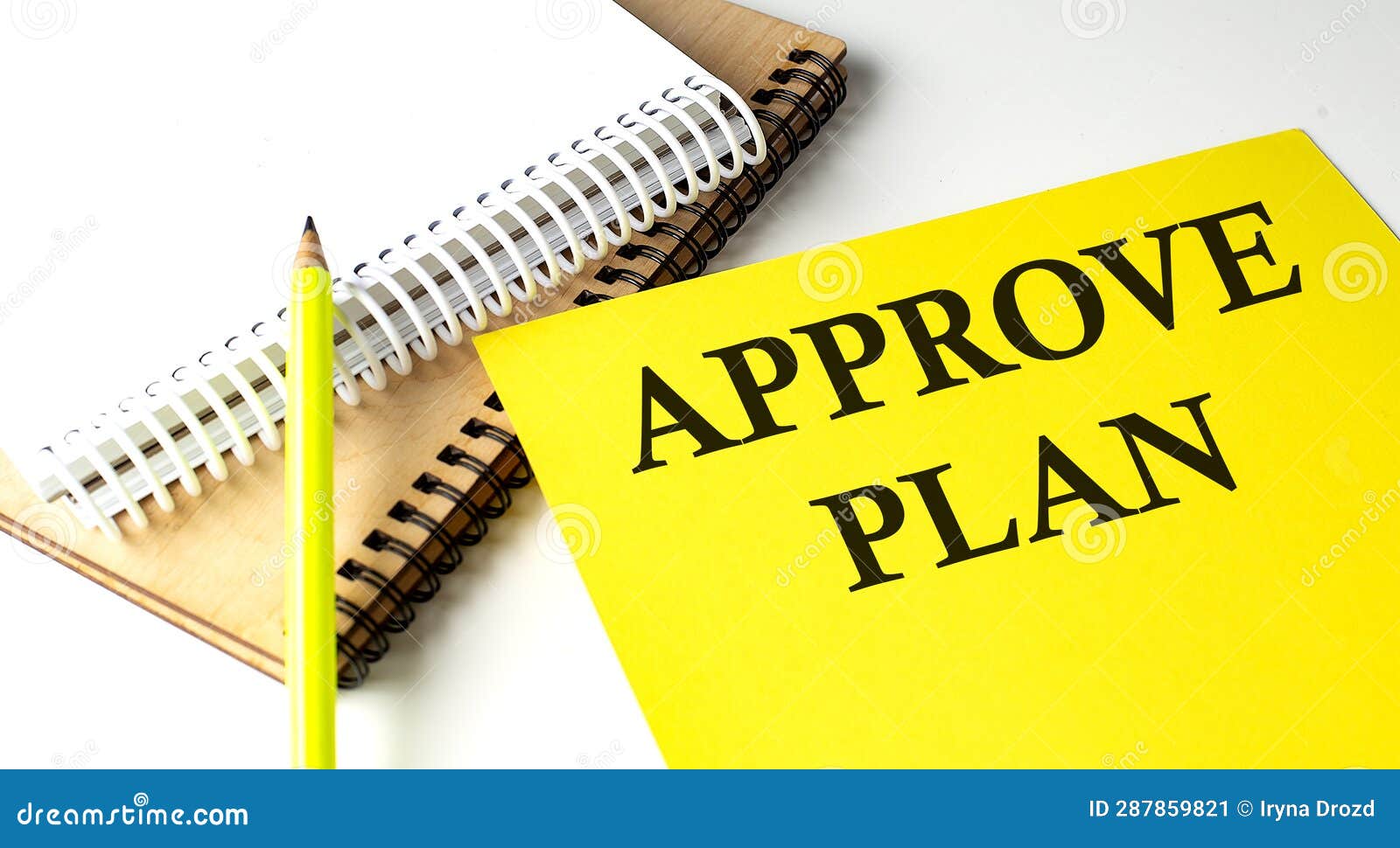 APPROVE PLAN Text Written on a Yellow Paper with Notebook Stock Image ...