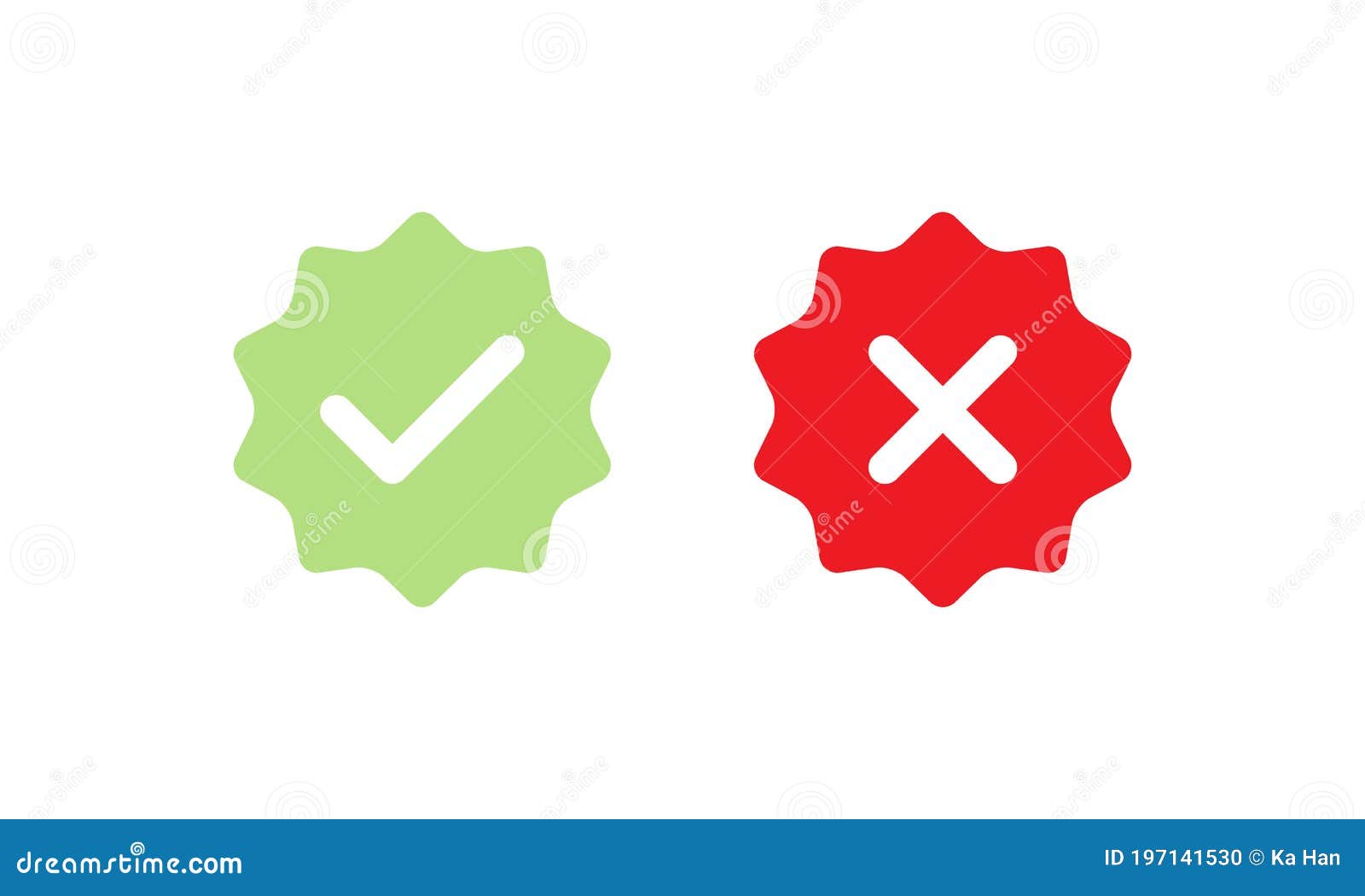 Approve and Reject Icon Vector in Flat Style. Correct and Wrong Labels ... Approve and Reject Icon Vector in Flat Style. Correct and Wrong Labels ...