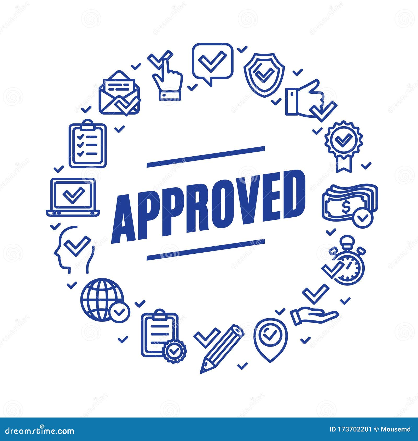 Approve Related Signs Round Design Template Thin Line Icon Concept ...