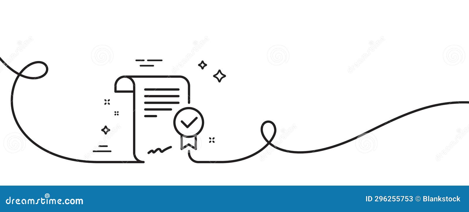 Approved Agreement Line Icon. Verified Document Sign. Continuous Line with Curl. Vector Stock ...