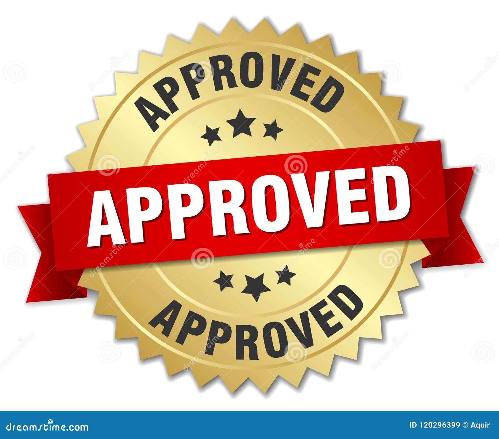 Approved stock vector. Illustration of sticker, ribbon - 120296399