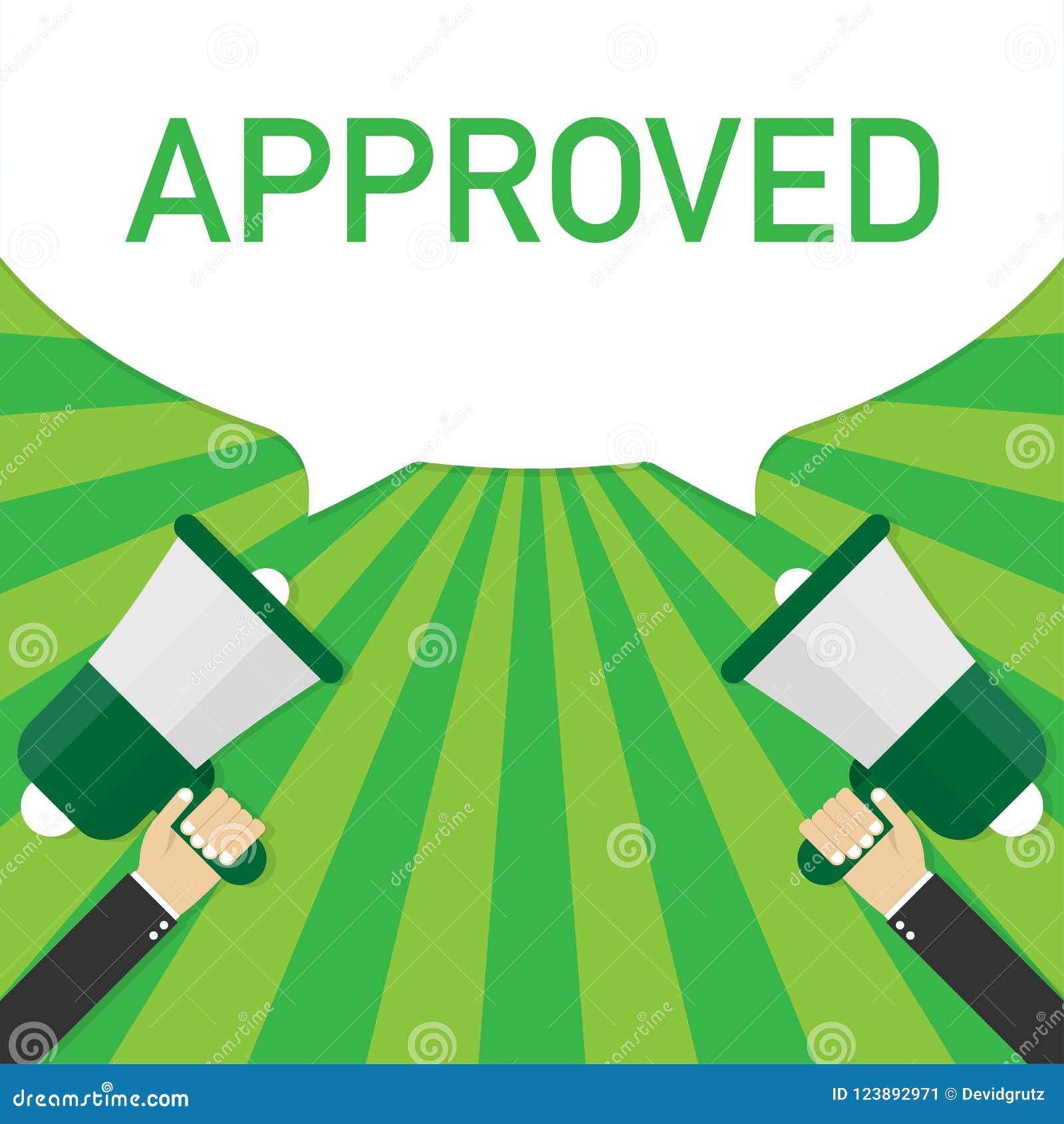 Approved. Badge with Megaphone Icon. Flat Vector Illustration. Stock ... Approved. Badge with Megaphone Icon. Flat Vector Illustration. Stock ...