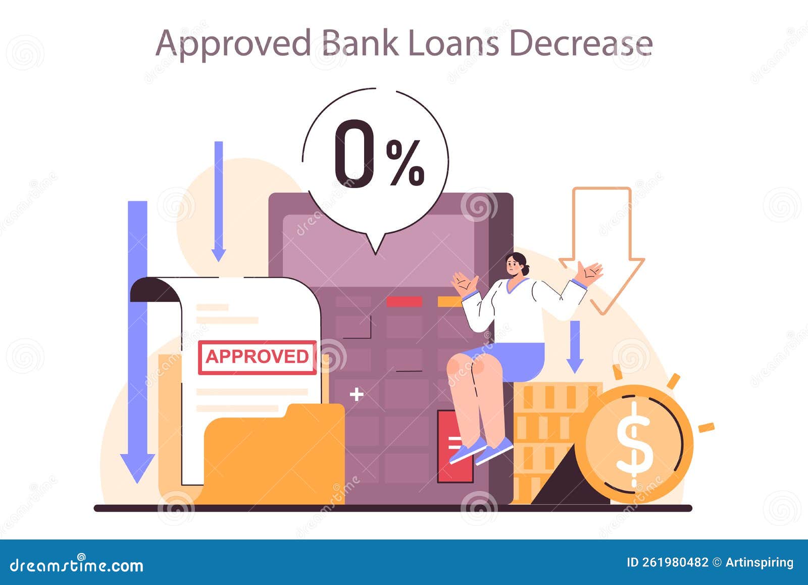 Approved Bank Loan Decrease As a Recession Indicator. Rejected Credit Stock Vector ...