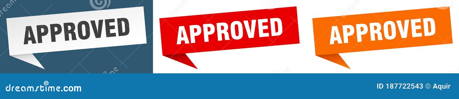 Approved Banner. Approved Speech Bubble Label Set Stock Vector ...