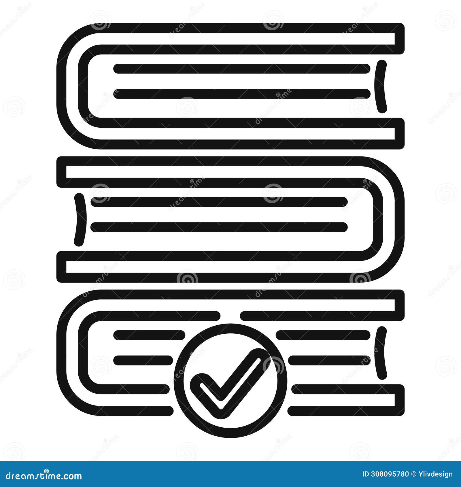 Approved Book Stack Icon Outline Vector. Online Magazine Stock ...