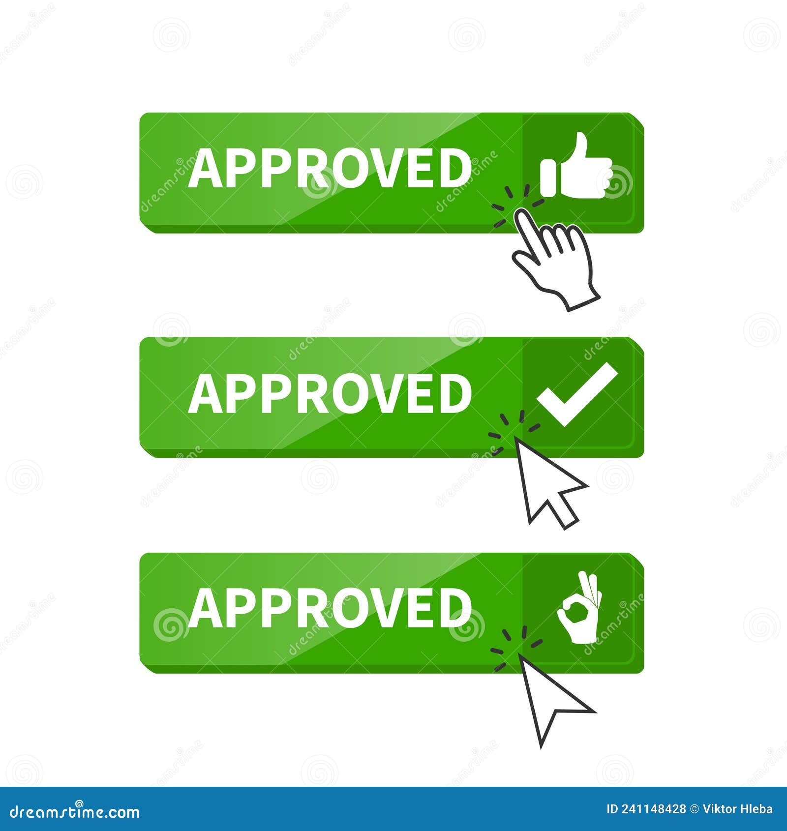 Approved Button Set. Approved Sign with Cursor. Key Stock Vector ...