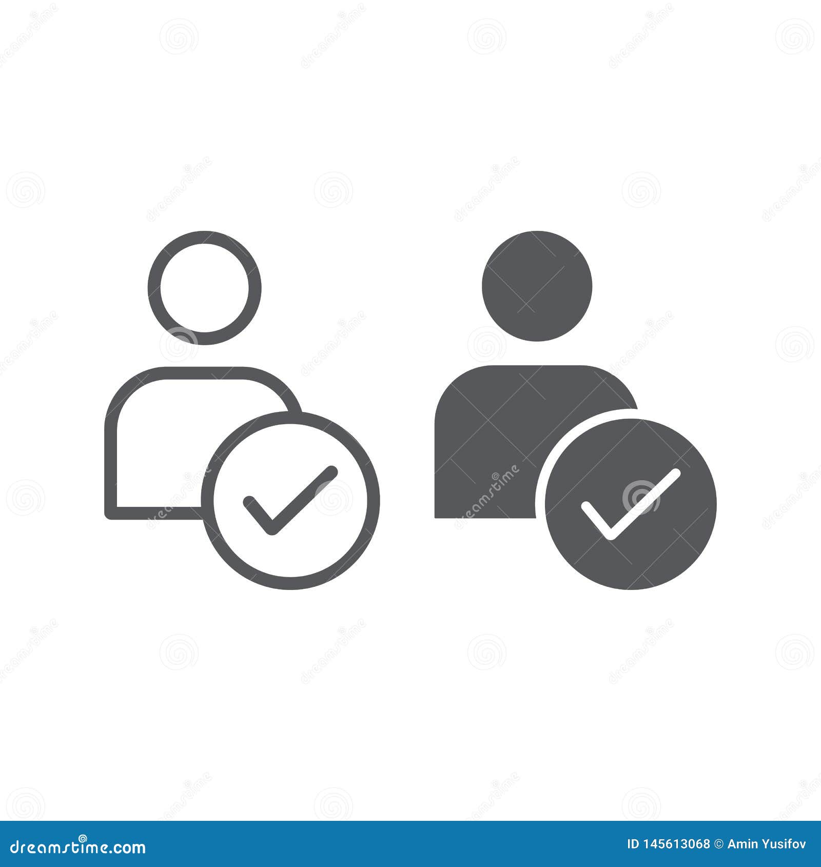 Approved Candidate Line and Glyph Icon, Recruitment and Job, Employee ...