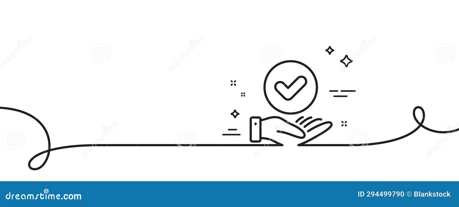 Approved Checkbox Line Icon. Accepted Sign. Continuous Line with Curl. Vector Stock Vector ...